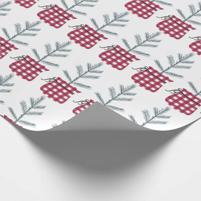 Christmas Tree Holiday Red Buffalo Check Plaid Wrapping Paper | Zazzle