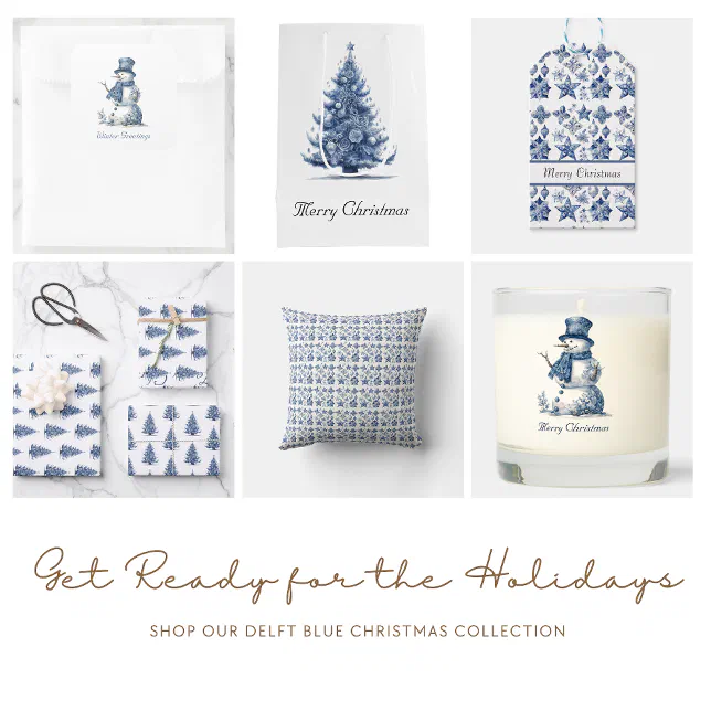 Christmas Tree in Delft Blue customizable Stone Magnet | Zazzle