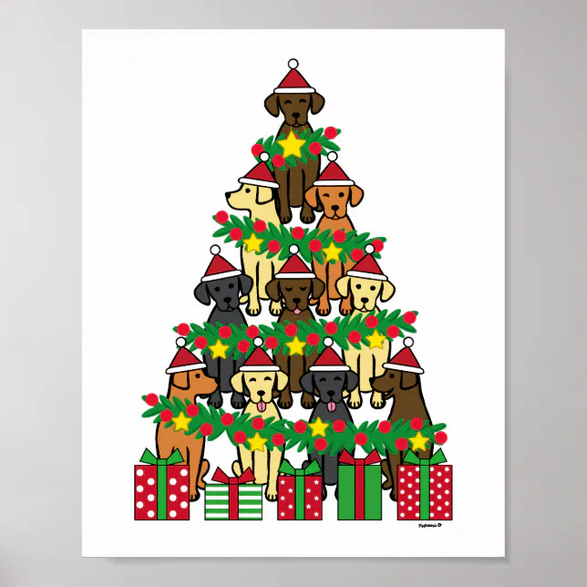 Christmas Tree Labradors Four Poster | Zazzle