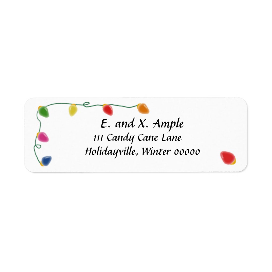 Christmas Tree Light Return Address Labels | Zazzle