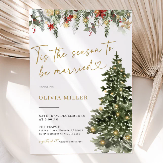 Christmas Tree Lights Bridal Shower Invitation | Zazzle
