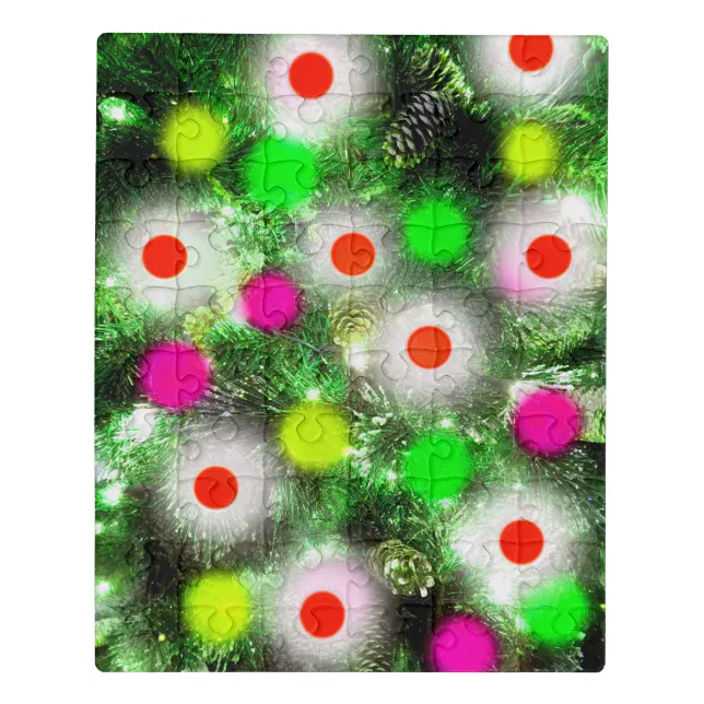 Christmas tree lights jigsaw puzzle | Zazzle