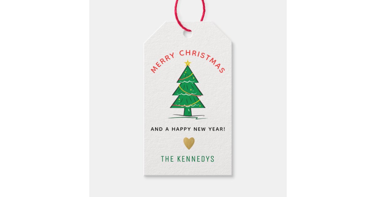 Christmas Tree Merry Christmas Gift Tags | Zazzle