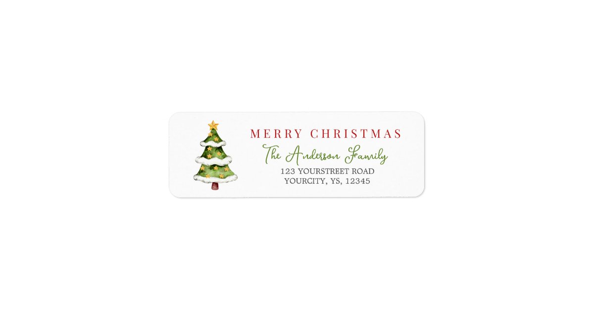 Christmas tree Merry Christmas green Label | Zazzle