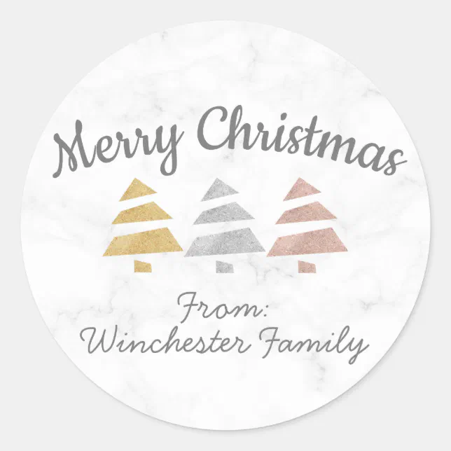 Christmas Tree (Metallic: Silver, Gold, Rose-gold) Classic Round ...