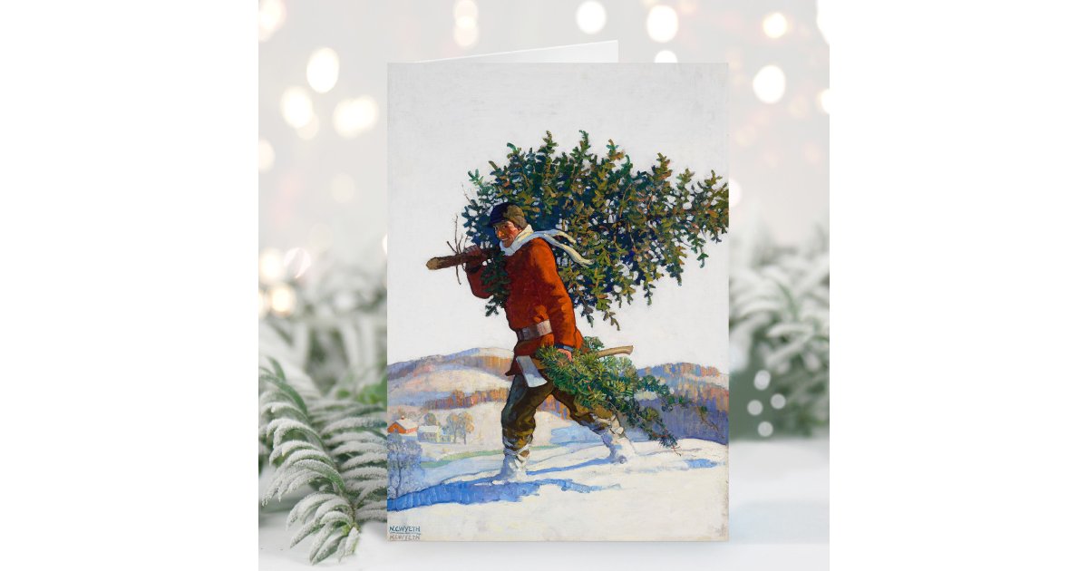Christmas Tree | N.C. Wyeth Holiday Card | Zazzle