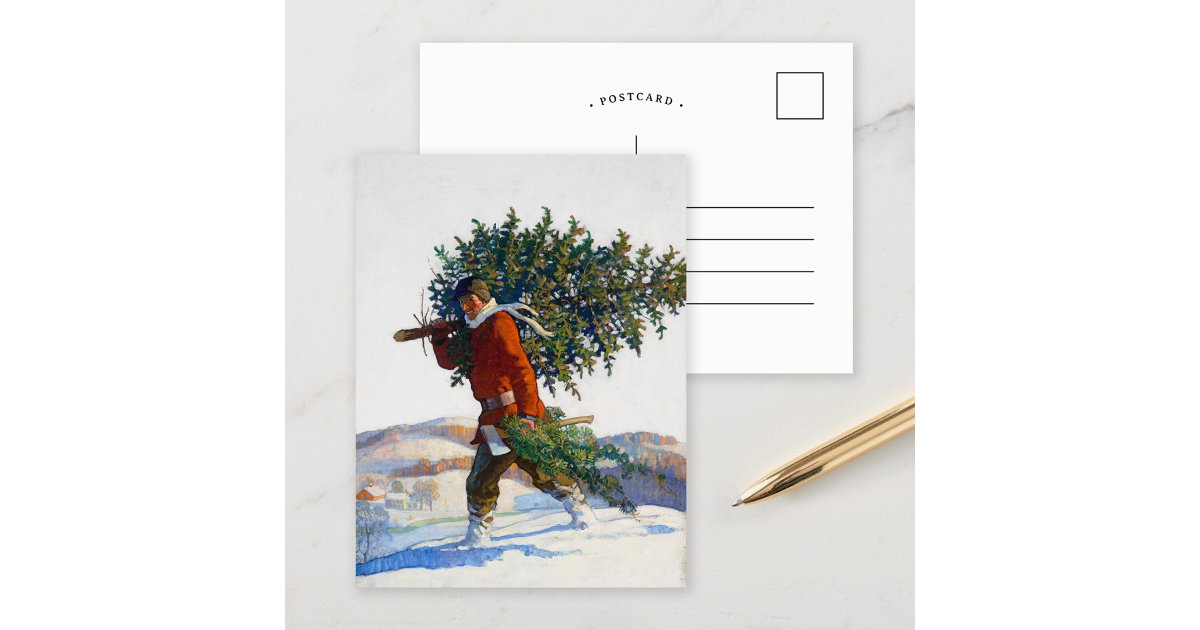 Christmas Tree | N.C. Wyeth Postcard | Zazzle
