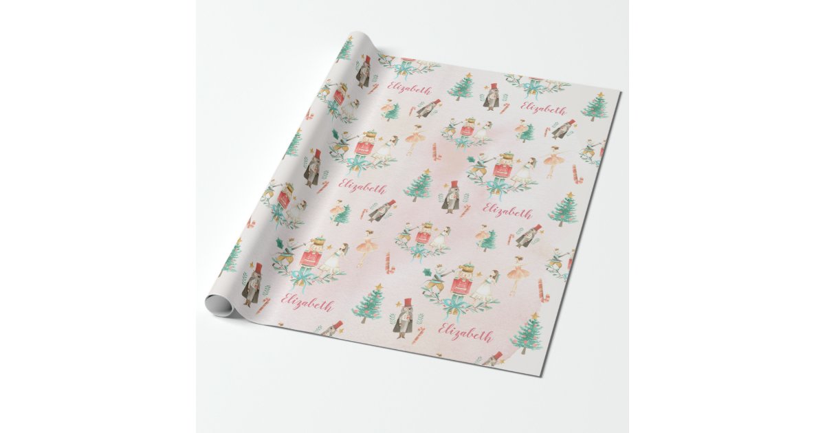 Christmas Tree Nutcracker Girl Personalized Kids Wrapping Paper | Zazzle