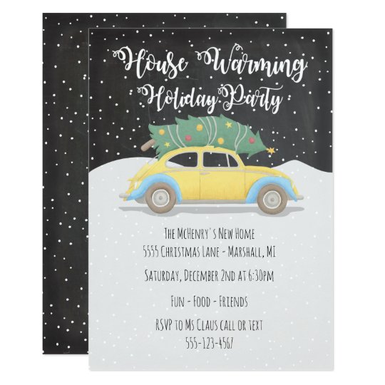 Christmas Tree on Car House Warming Holiday Party Invitation | Zazzle.com