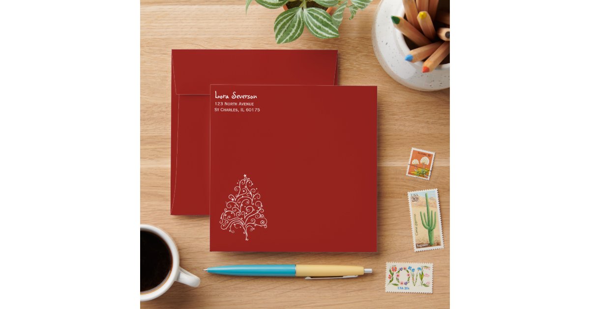 Christmas Tree on Red Envelope | Zazzle