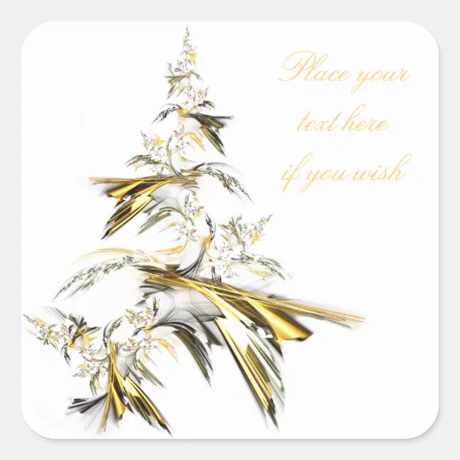 Christmas Tree on White 001 Square Sticker | Zazzle