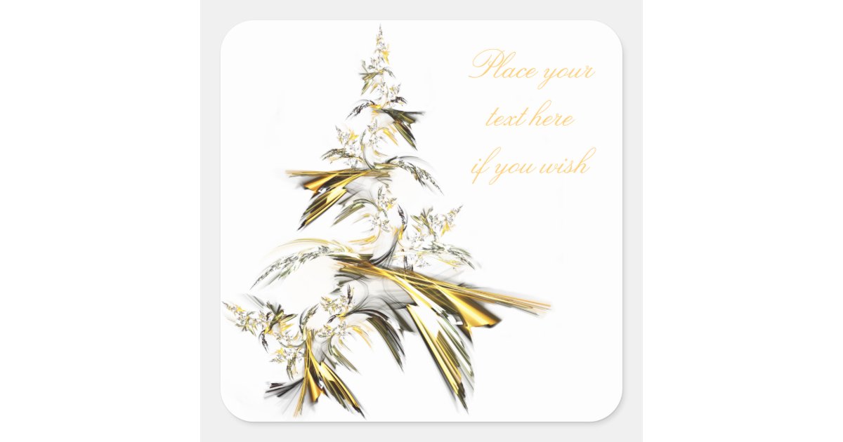Christmas Tree on White 001 Square Sticker | Zazzle