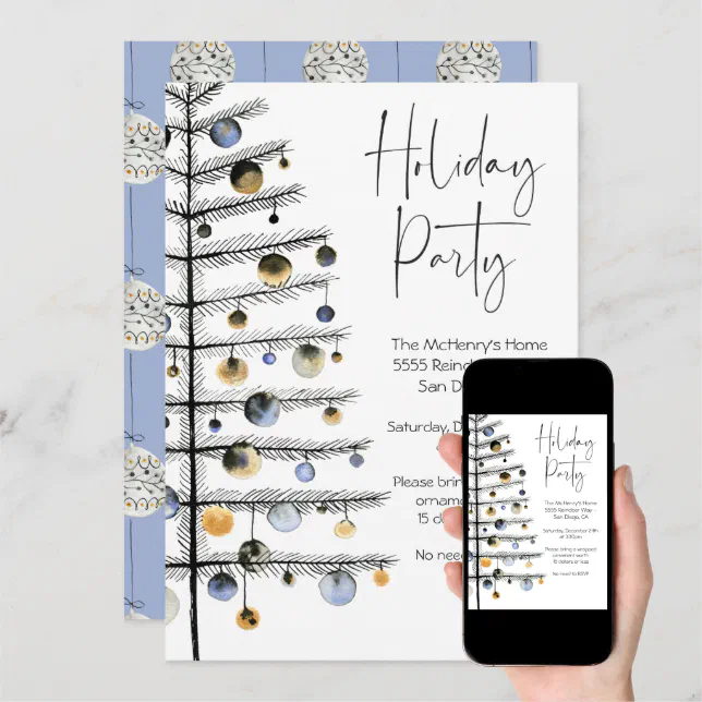 Christmas Tree Ornament Holiday Party Invitation | Zazzle