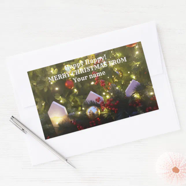 Christmas tree ornaments rectangular sticker | Zazzle