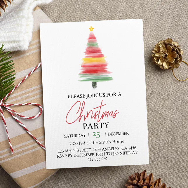 Christmas Tree Party Birthday Invitation | Zazzle