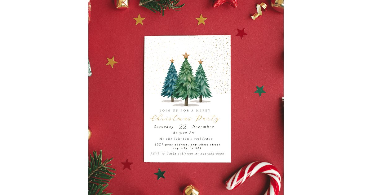 Christmas tree party invitation | Zazzle