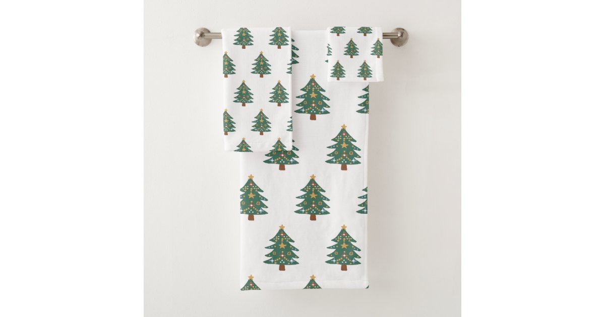 Christmas Tree Pattern Bath Towel Set | Zazzle