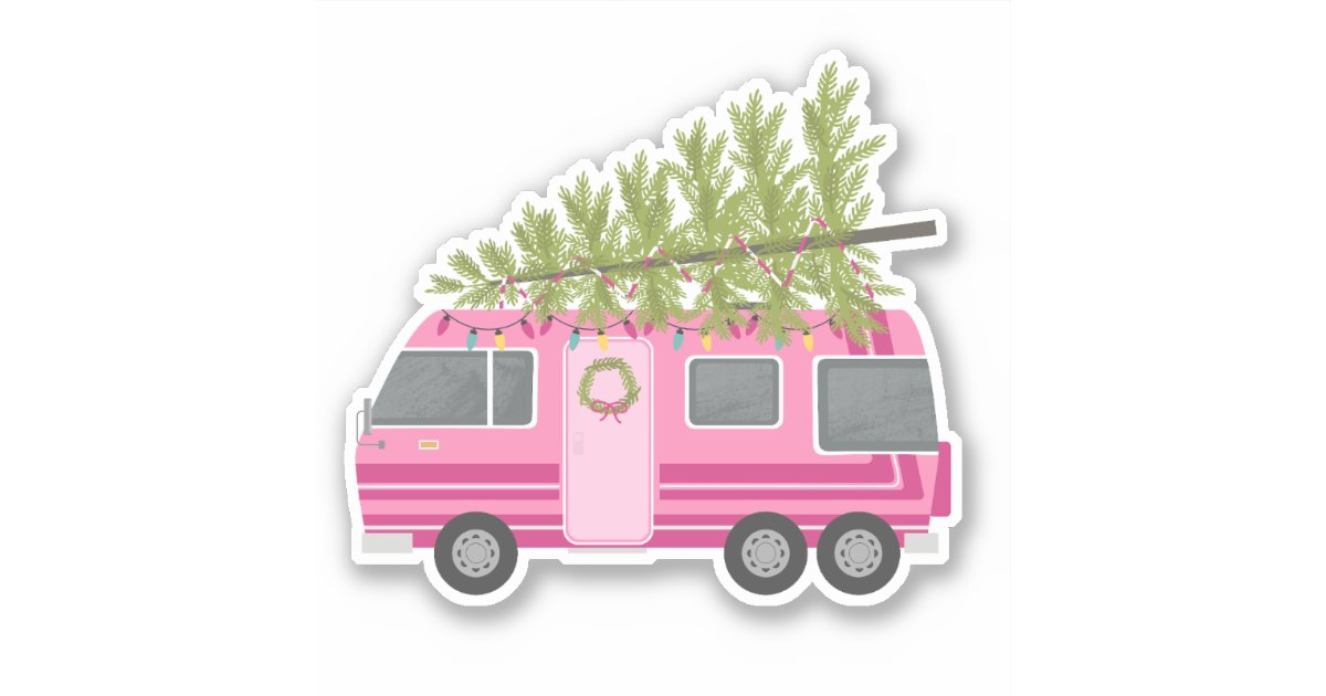 Christmas Tree Pink RV Camper Sticker | Zazzle