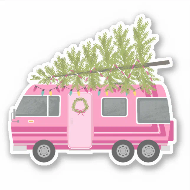 Christmas Tree Pink RV Camper Sticker | Zazzle