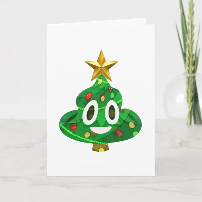 Christmas Tree Poop Emoji Holiday Card | Zazzle