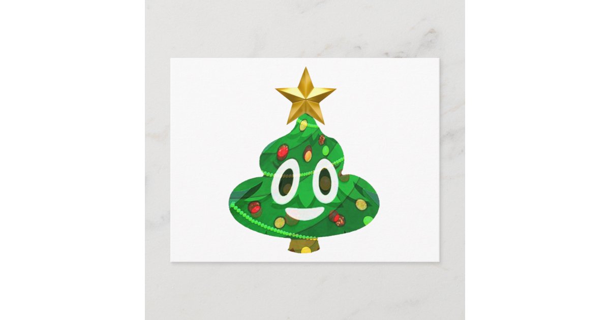 Christmas Tree Poop Emoji Holiday Postcard | Zazzle