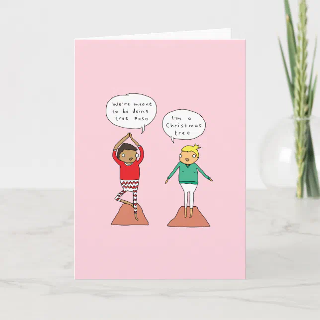 Christmas Tree Pose | Funny Yoga Christmas Card | Zazzle