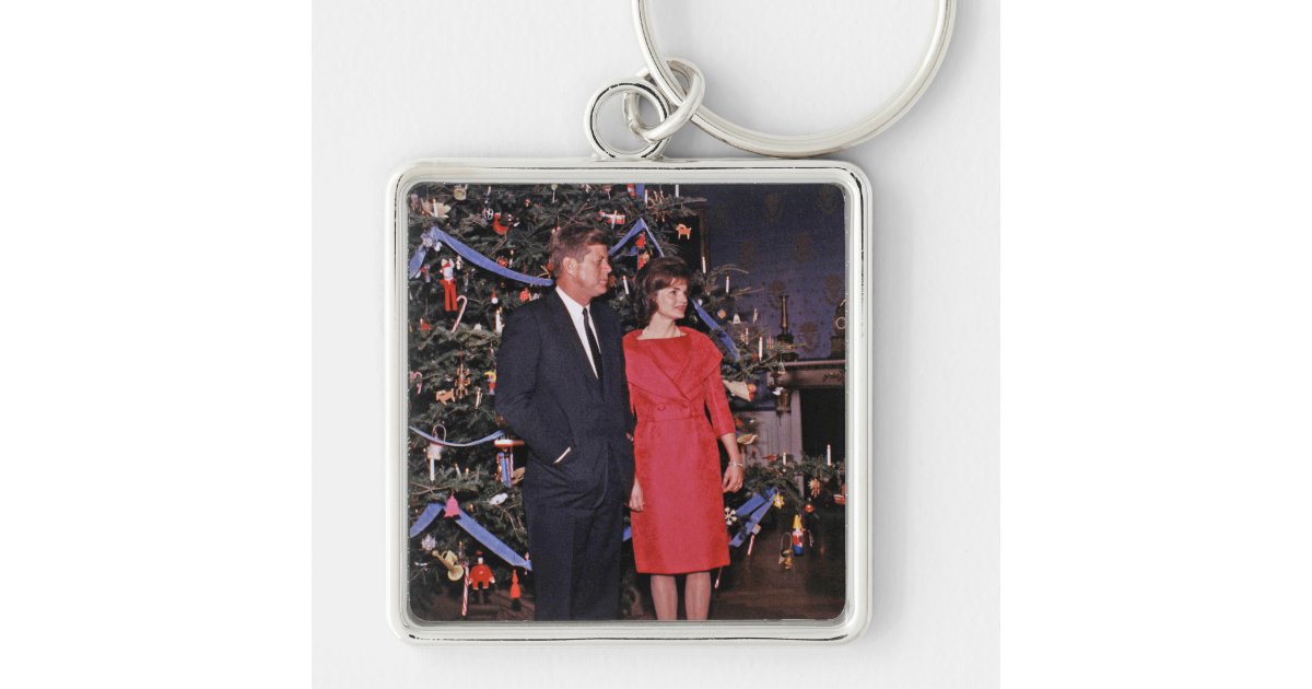 Christmas Tree President John Kennedy & Jacqueline Keychain | Zazzle