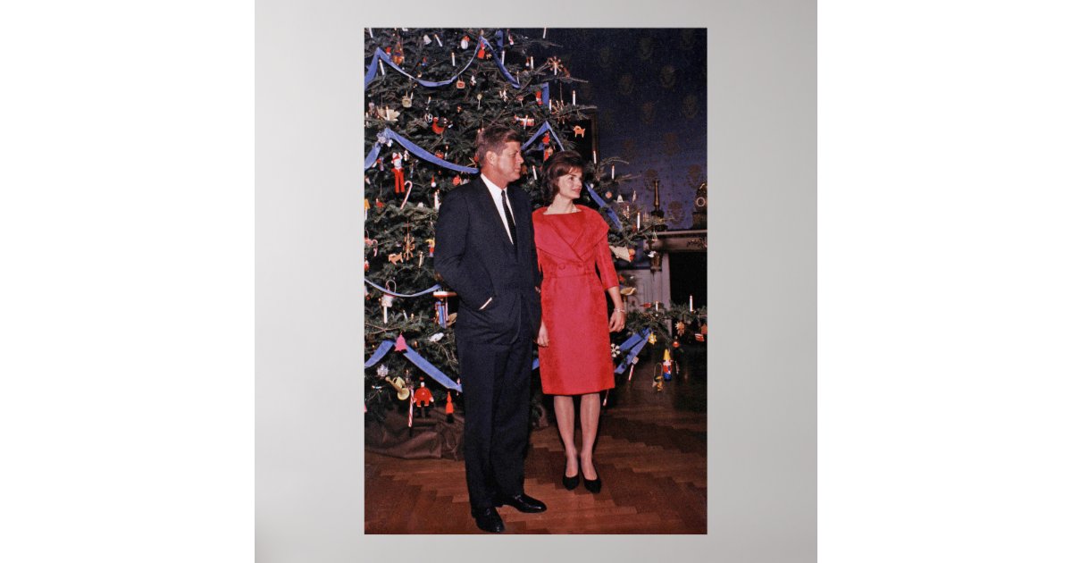 Christmas Tree President John Kennedy & Jacqueline Poster | Zazzle