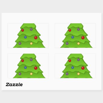 Christmas Tree Rectangular Sticker | Zazzle