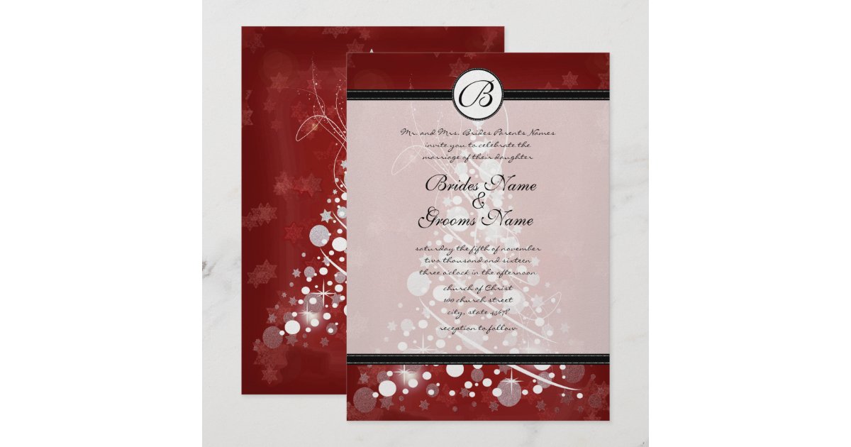 Christmas Tree Red Holiday Wedding Invitations | Zazzle