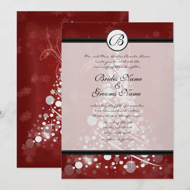 Christmas Tree Red Holiday Wedding Invitations | Zazzle