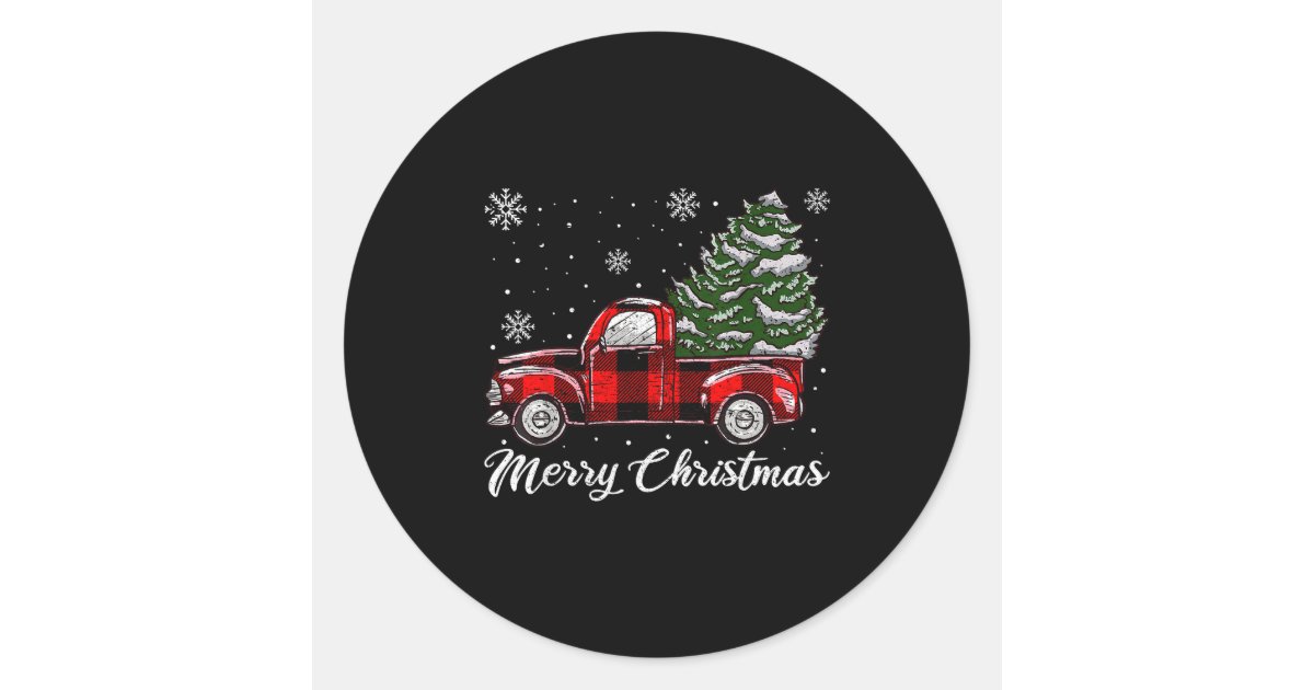 Christmas Tree Red Truck Pajama, Vintage Buffalo P Classic Round ...