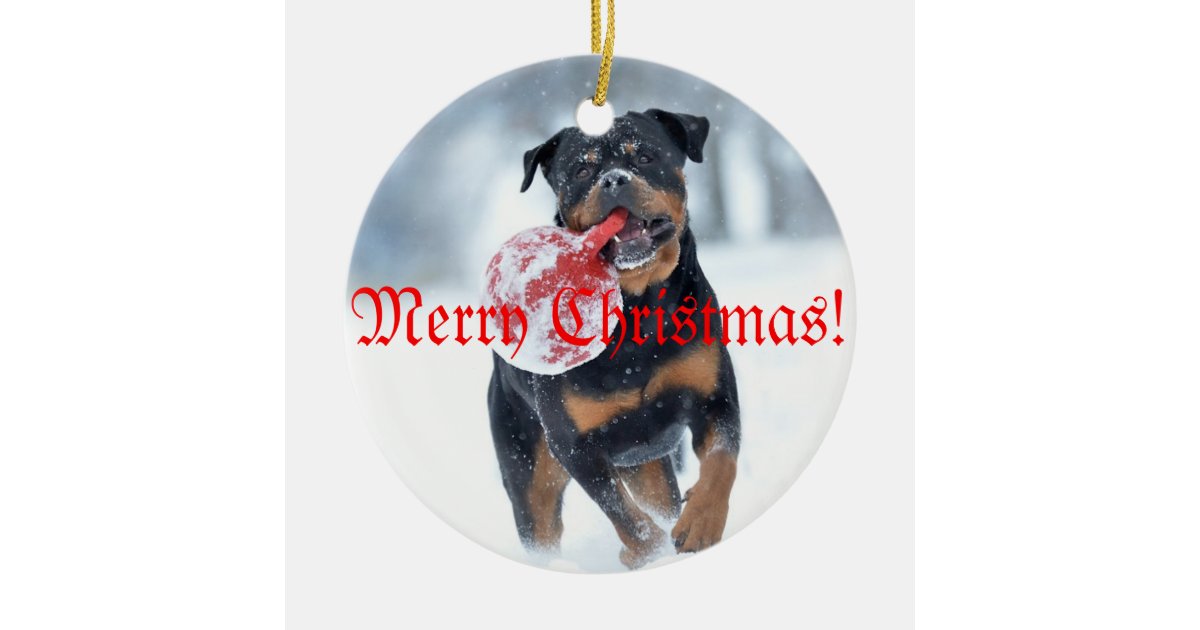 Christmas tree Rottweiler Ceramic Ornament | Zazzle