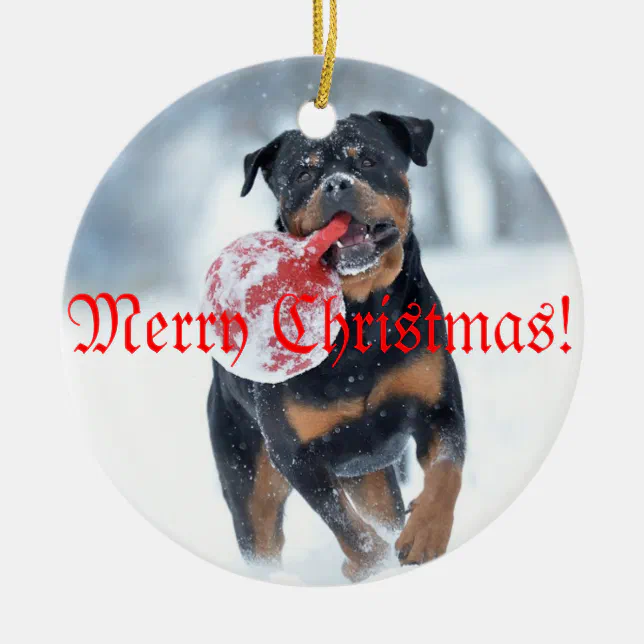 Christmas tree Rottweiler Ceramic Ornament | Zazzle
