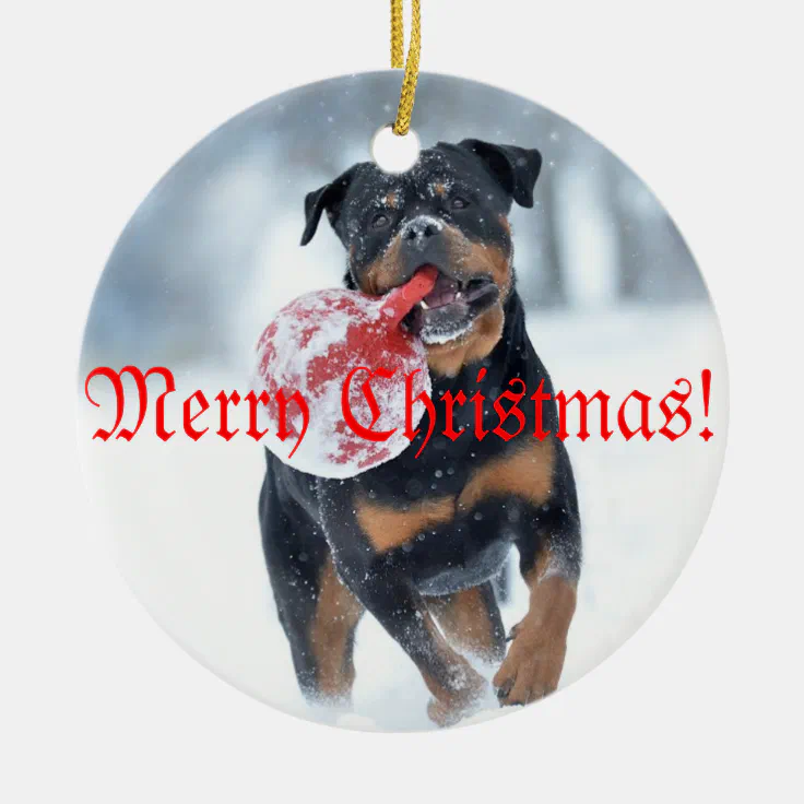 Christmas tree Rottweiler Ceramic Ornament | Zazzle