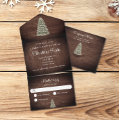 Christmas Tree Rustic Wood Company Holiday Party All In One Invitation ...