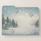 Christmas Tree,Silver Snowflakes,Snow File Folder | Zazzle