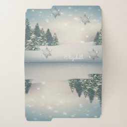 Christmas Tree,Silver Snowflakes,Snow File Folder | Zazzle