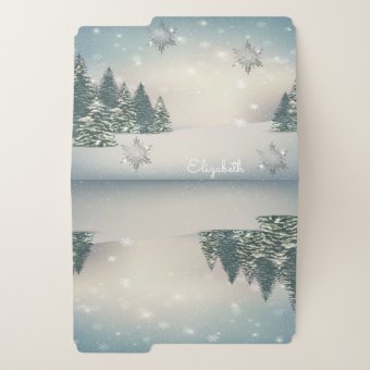 Christmas Tree,Silver Snowflakes,Snow File Folder | Zazzle