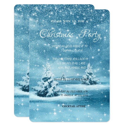 Christmas Tree, Snow CorporateChristmas Party Invitation | Zazzle.com