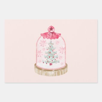 Christmas Tree Snow Globe Wrapping Paper Sheets | Zazzle