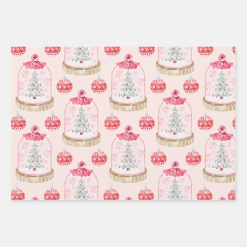 Christmas Tree Snow Globe Wrapping Paper Sheets | Zazzle