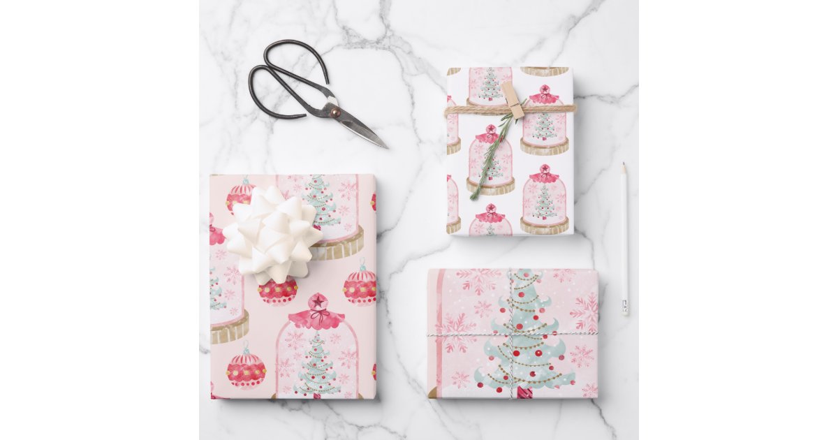 Christmas Tree Snow Globe Wrapping Paper Sheets | Zazzle