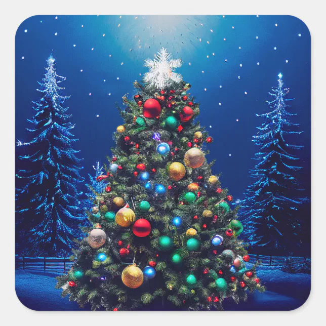 Christmas Tree Square Sticker | Zazzle