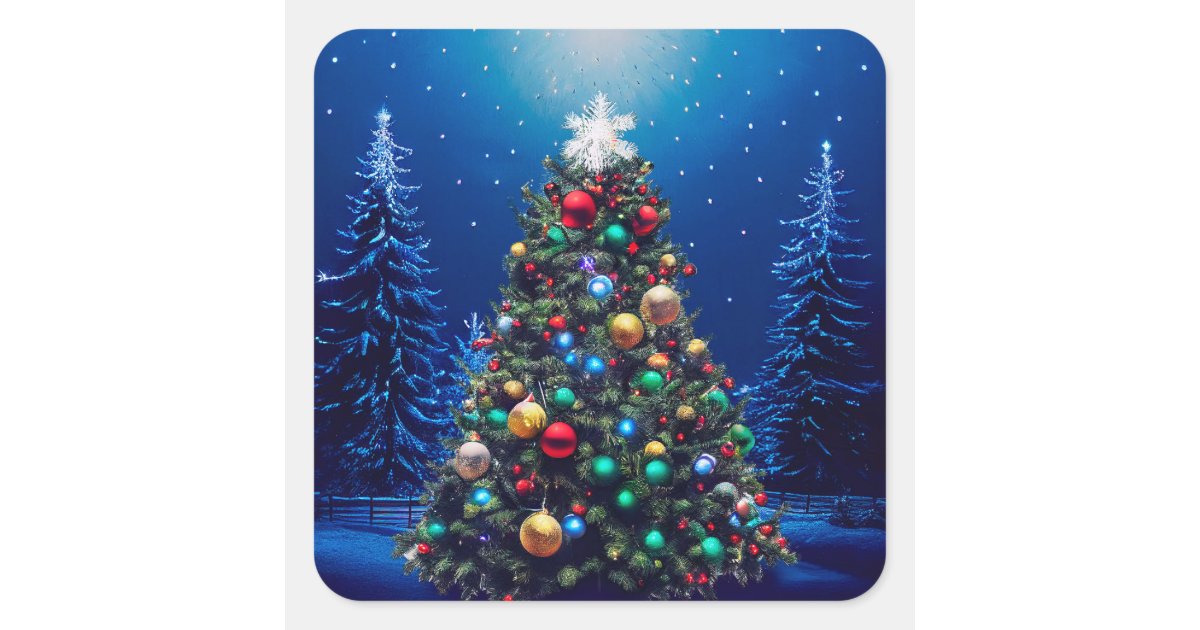 Christmas Tree Square Sticker | Zazzle