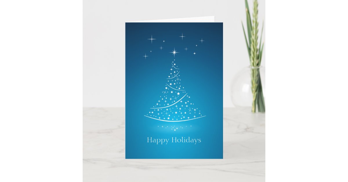 Christmas Tree Stars (Blue) card | Zazzle