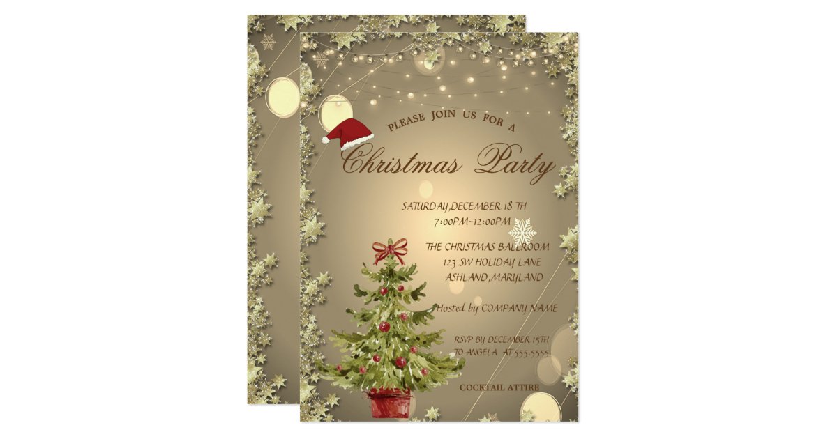 Christmas Tree,Stars Christmas Company Party Invitation | Zazzle.com