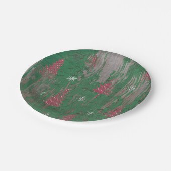 christmas tree vintage antique rustic paper plates | Zazzle