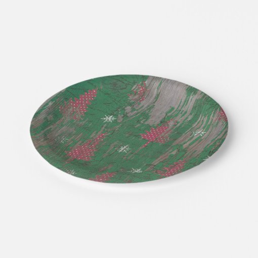 christmas tree vintage antique rustic paper plates | Zazzle