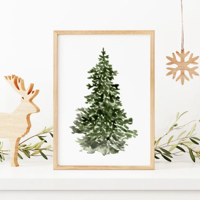 Christmas Tree Watercolor Poster | Zazzle